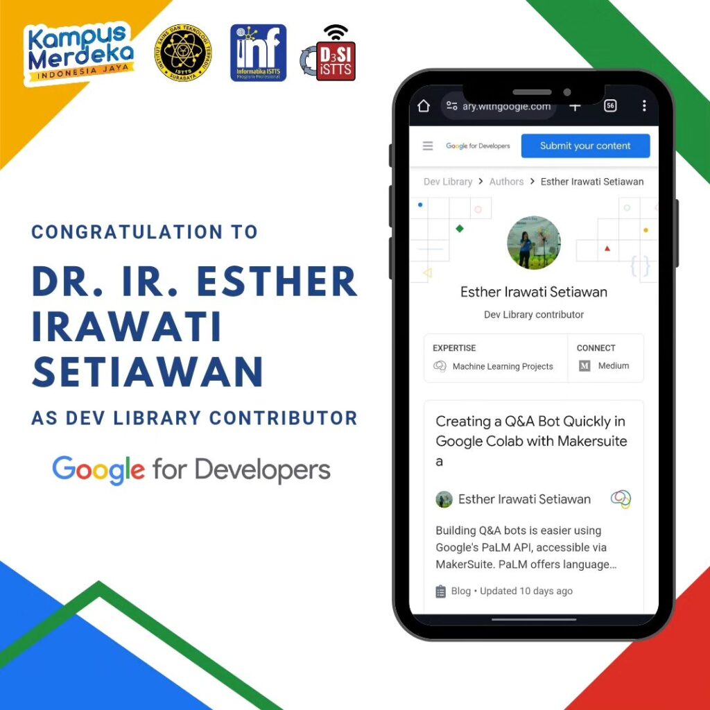 Esther Irawati Setiawan sebagai Dev Library Contributor - S1 Informatika Program Profesional ...